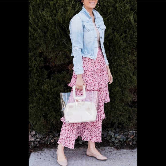 Rachel Parcell | Skirts | Rachel Parcell Floral Pink Tired Maxi Skirt ...